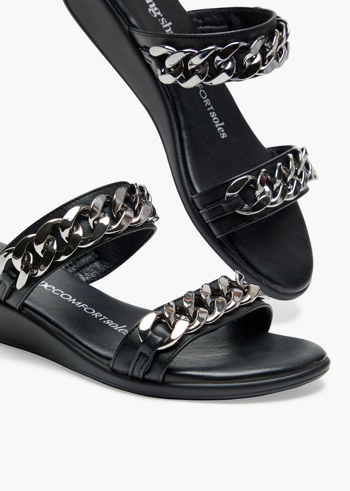 Shop Black Chain Comfort Wedge Sandal | Comfortable Shoes | Taking Shape AU