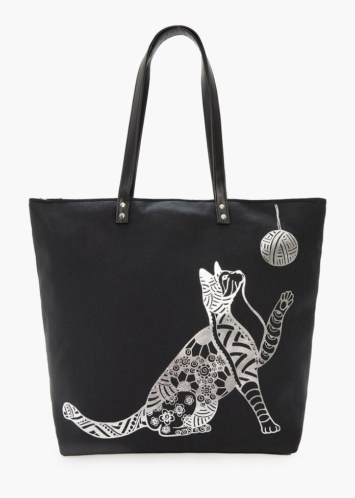 Shop Cat Tassel Tote Bag in Black | Accessories | Taking Shape AU