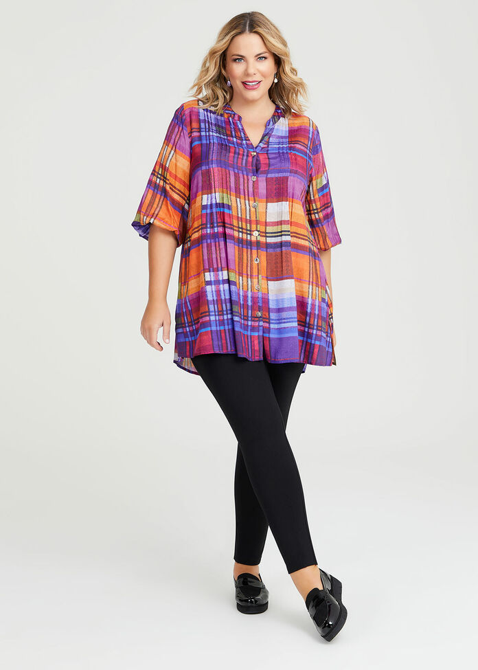 Shop Plus Size Multi Check Natural Shirt in Multi | Taking Shape UK