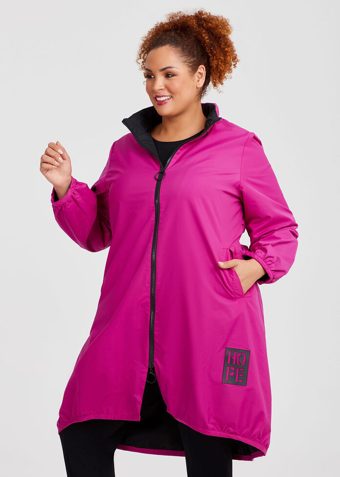 Shop Plus Size Reversible Shower Resist Viv Jacket, Purple | Taking ...