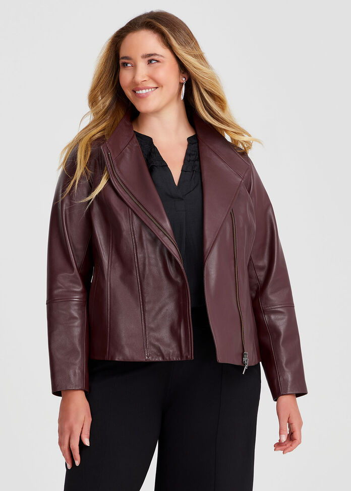 Shop Plus Size Leather Lottie Panel Jacket in Red | Taking Shape IL