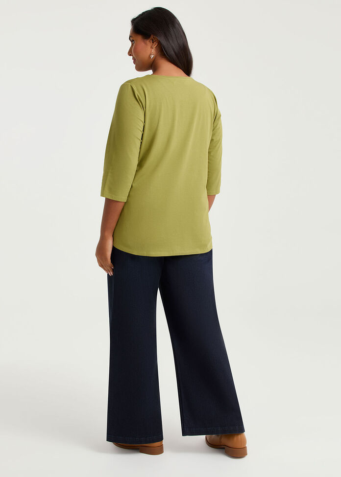Shop Plus Size Good Earth Australian Cotton 3/4 T-Shirt, Green | Taking ...
