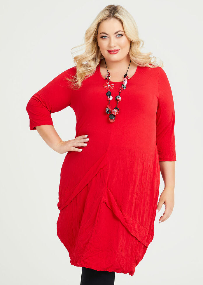 Shop Plus Size Twist Tuck Bubble Crush Dress, Red | Taking Shape AU