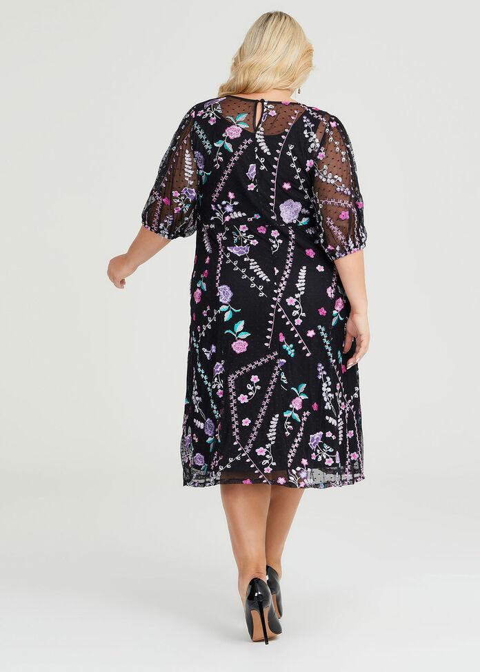 Shop Plus Size Dorset Embroidered Mesh Midi Dress, Multi | Taking Shape AU
