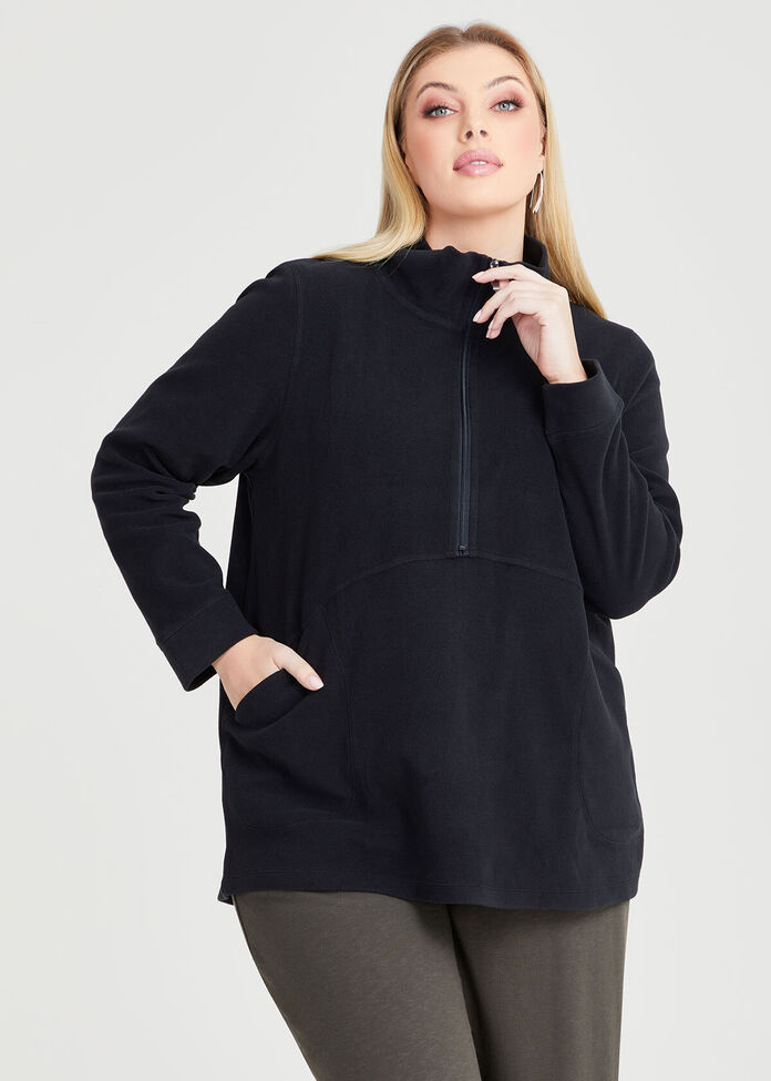 Shop Plus Size Polar Fleece 1/2 Zip Top, Black | Taking Shape NZ