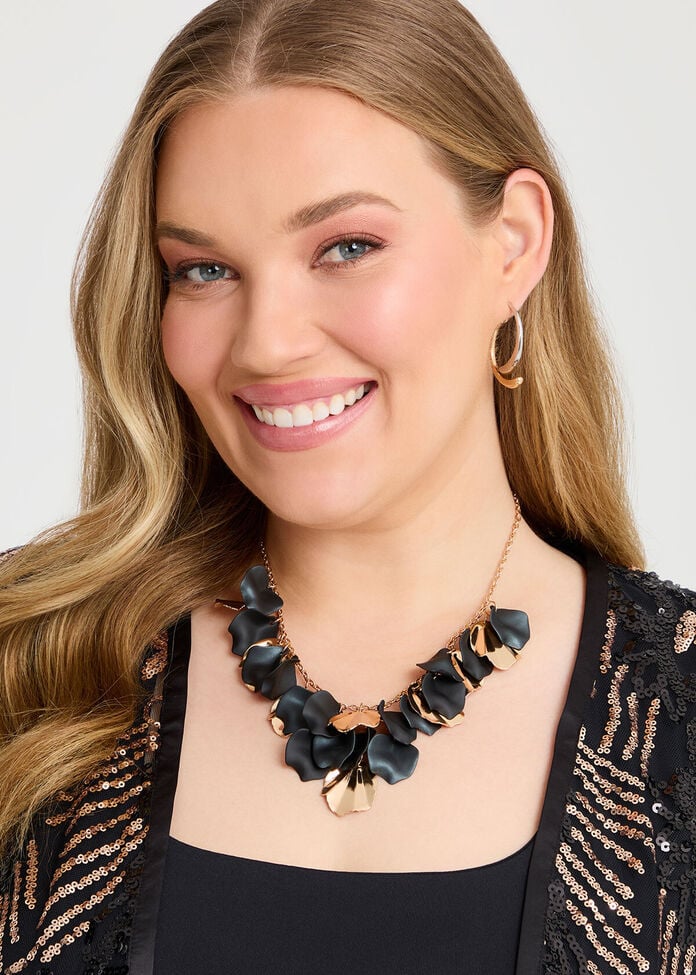 Shop Short Metal Leaf Necklace in Black | Accessories | Taking Shape AU