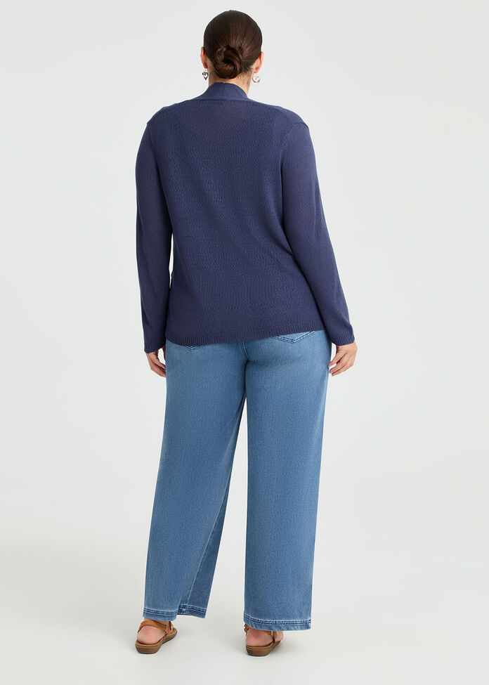 Shop Plus Size Open Knit Cardigan, Blue | Taking Shape NZ