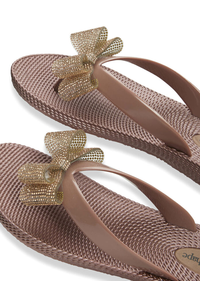 Shop Gold Bling Bow Wedge Jelly Sandal | Comfortable Shoes | Taking ...