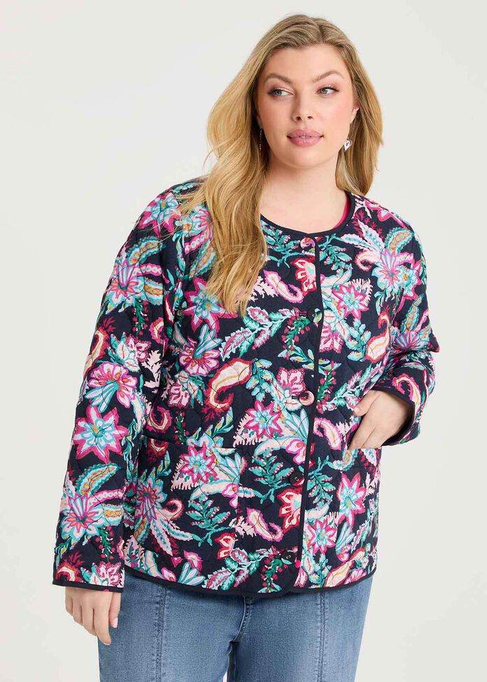 Shop Plus Size Natural Bloom Reversible Jacket, Print | Taking Shape AU