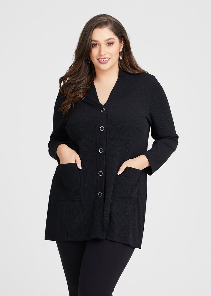 Shop Plus Size Longline Rib Cardigan in Black | Taking Shape AU