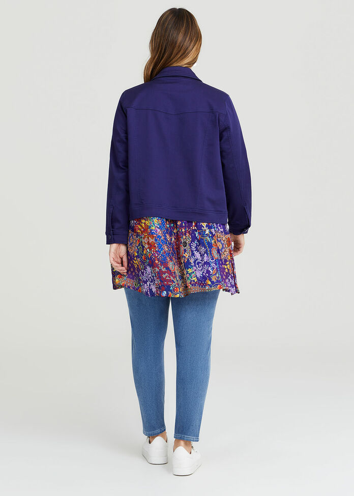 Coloured Classic Denim Jacket in Purple in sizes 12 to 30 | Taking Shape UK