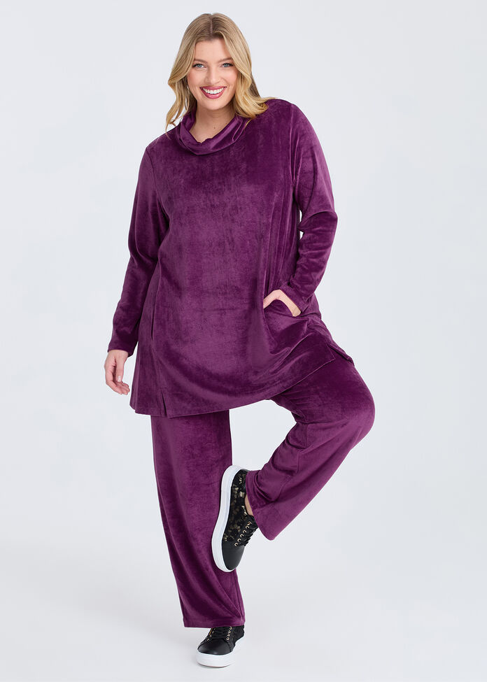 Shop Plus Size Velour Cowl Neck Tunic, Purple | Taking Shape NZ