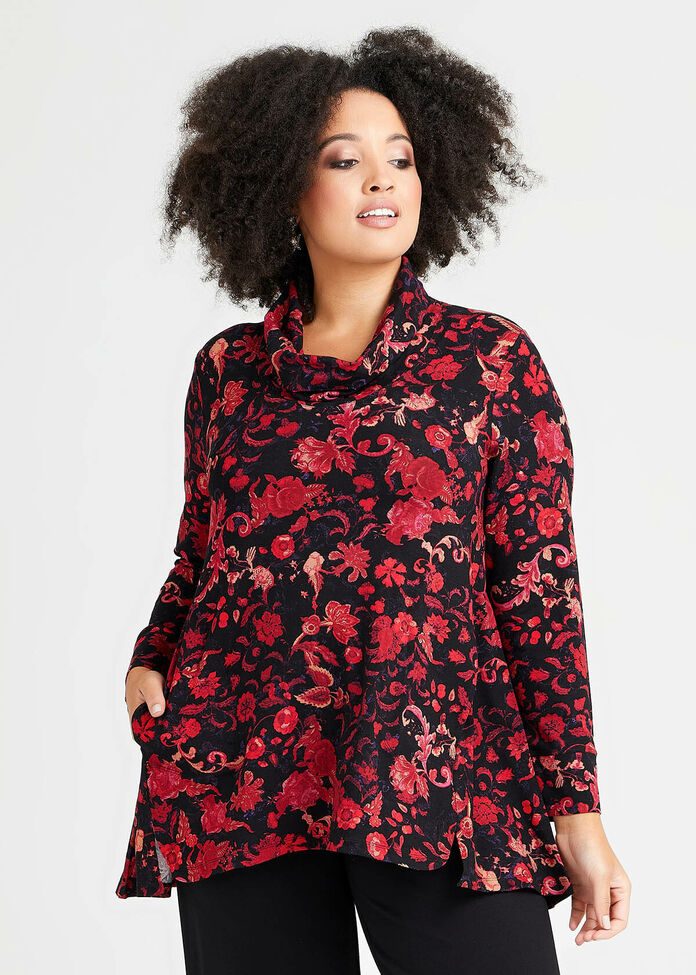 Shop Plus Size Natural Jacobean Cowl Neck Top in Floral | Taking Shape AU