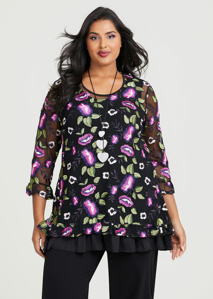 Shop Plus Size Embroidery Mesh Eden Top, Multi | Taking Shape AU