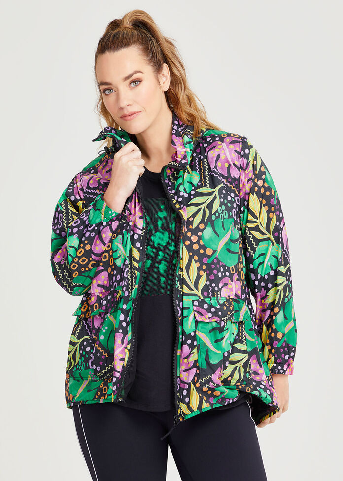Shop Plus Size Active Tropical Rain Jacket, Multi | Taking Shape AU