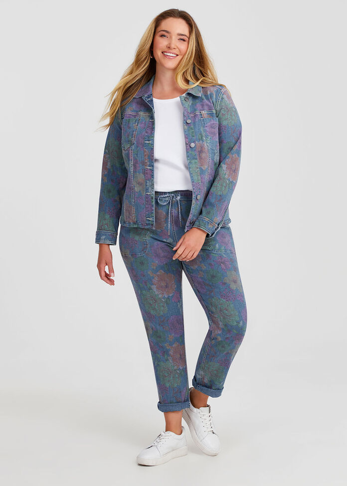 Shop Plus Size Reversible Floral Denim Jacket in Blue | Taking Shape US