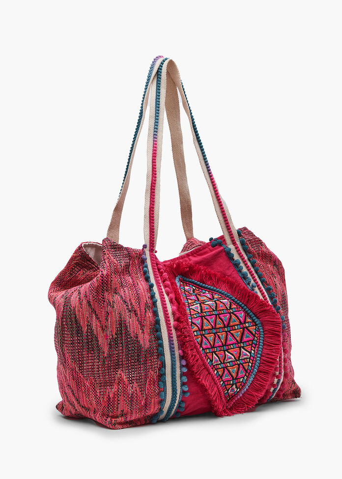 Shop Fringed Pom Pom Tote Bag in Multi | Accessories | Taking Shape AU