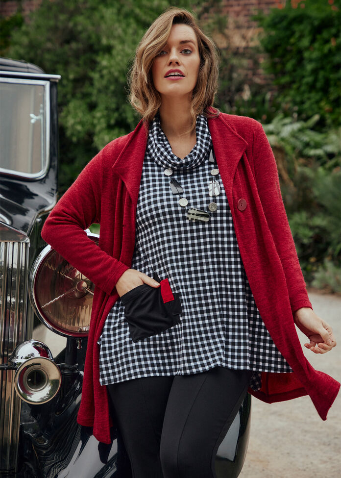 Shop Plus Size Natural Multi Checker Top, Black | Taking Shape AU