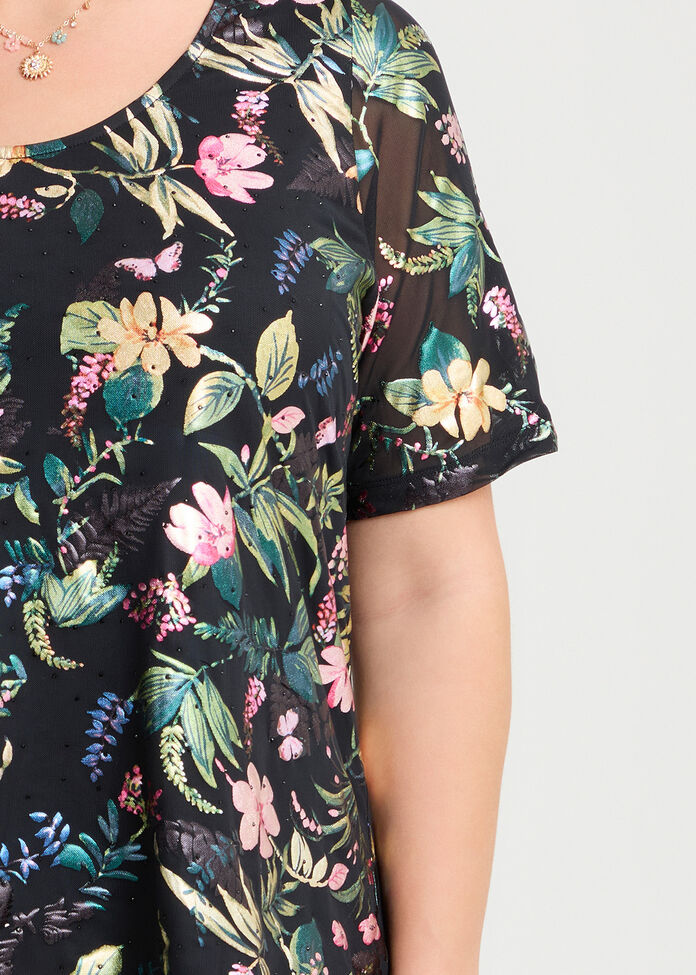 Shop Plus Size Foil Floral Mesh Top, Floral | Taking Shape AU