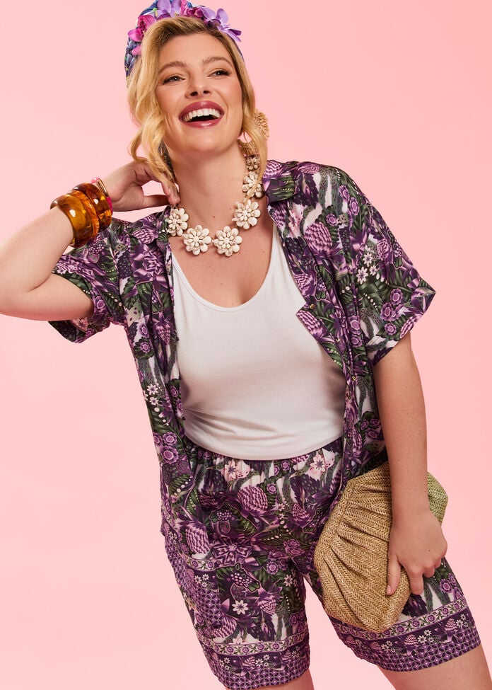 Shop Plus Size Catalina Natural Ginger Top, Print | Taking Shape AU