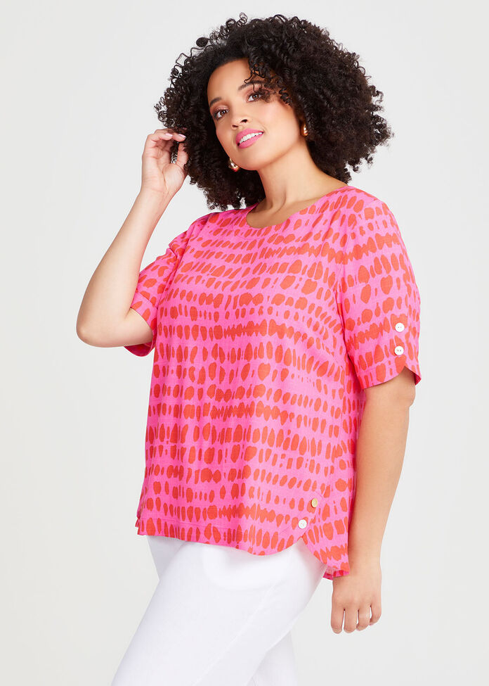 Shop Plus Size Alicia Natural Abstract Spot Top, Pink | Taking Shape NZ