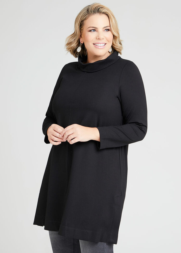 Shop Plus Size Bamboo Collar Ponte Tunic, Black | Taking Shape AU