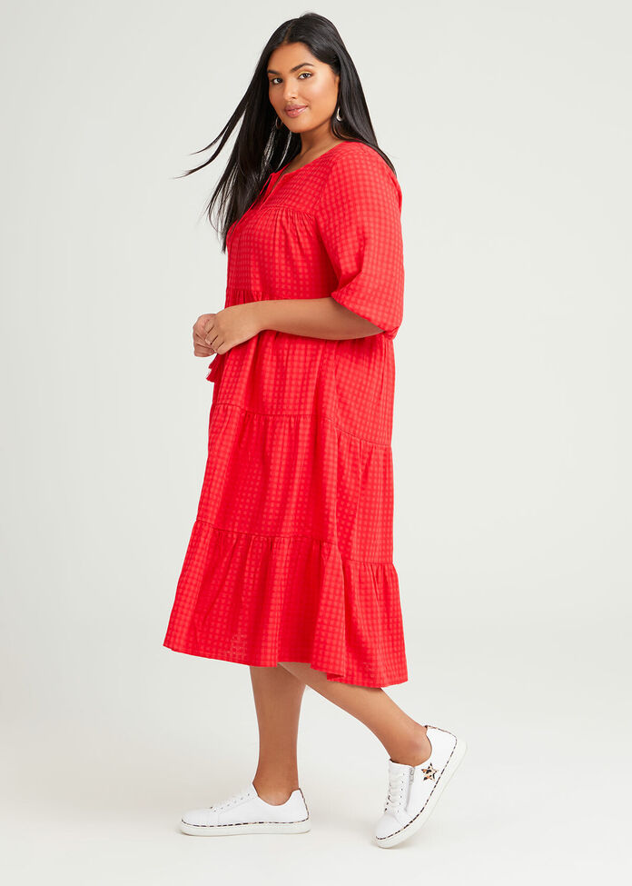 Shop Plus Size Cotton Tonal Gingham Dress, Red | Taking Shape AU