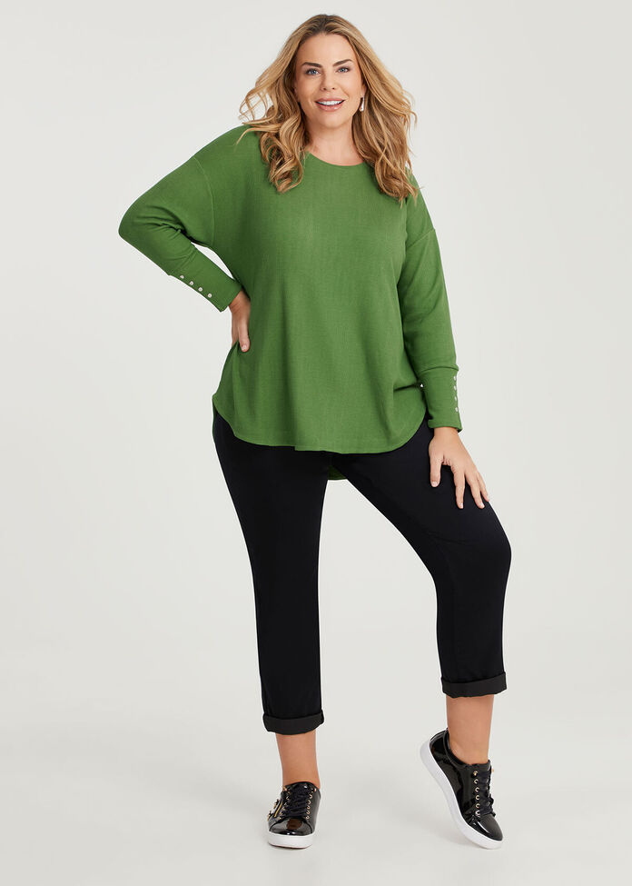 Plus Size Rib Hi-lo Top in Tree Top Green | Taking Shape NZ