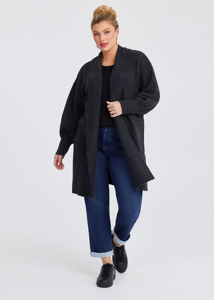 Shop Plus Size Lofty Balloon Sleeve Cardigan, Grey | Taking Shape NZ