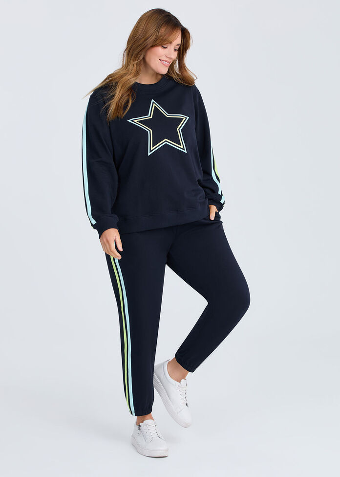 Shop Plus Size Cotton Stripe Star Sweatshirt, Navy | Taking Shape NZ