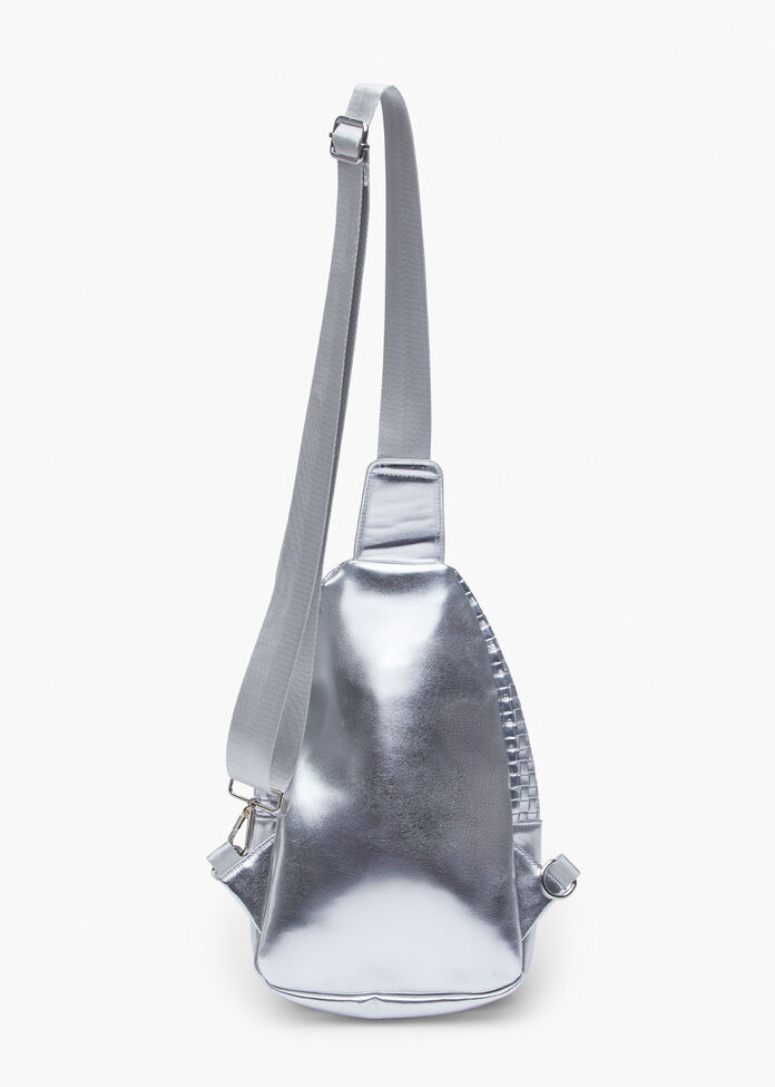 Shop Woven Xbody Sling Bag in Silver | Accessories | Taking Shape HK