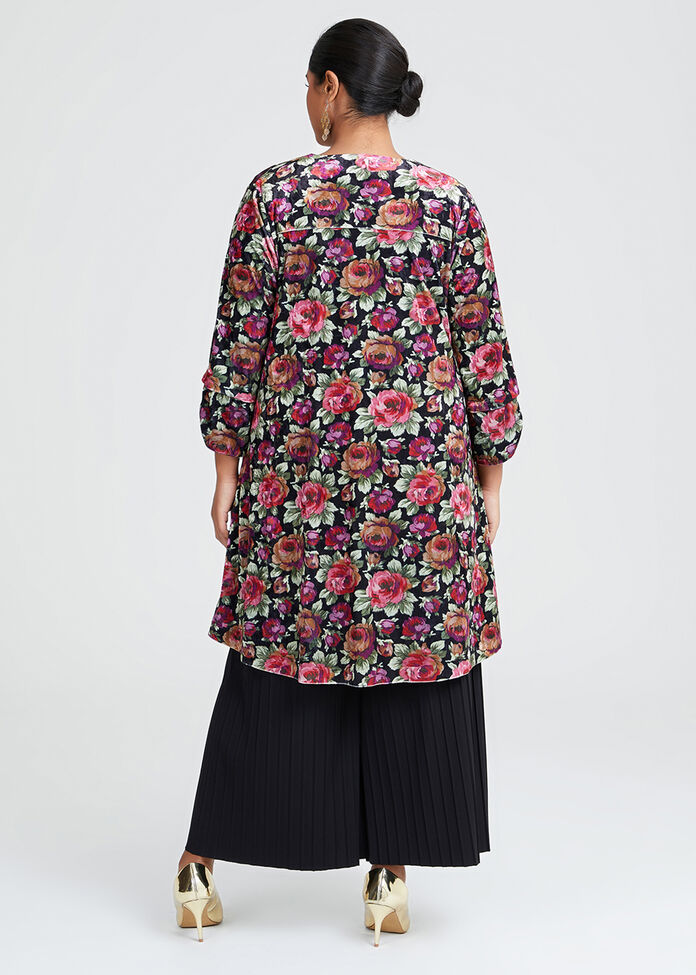 Shop Plus Size Floral Bloom Velvet Duster, Multi | Taking Shape AU