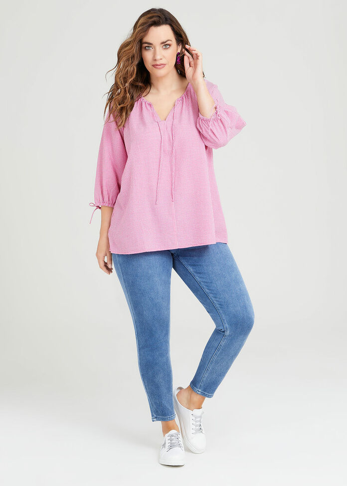 Shop Plus Size Seersucker Gingham Top, Red | Taking Shape AU