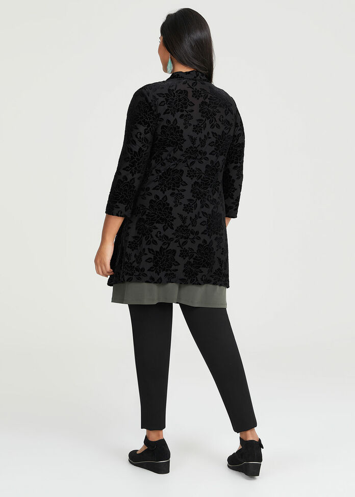 Shop Plus Size Mesh Velour Baroque Cardigan, Black | Taking Shape AU