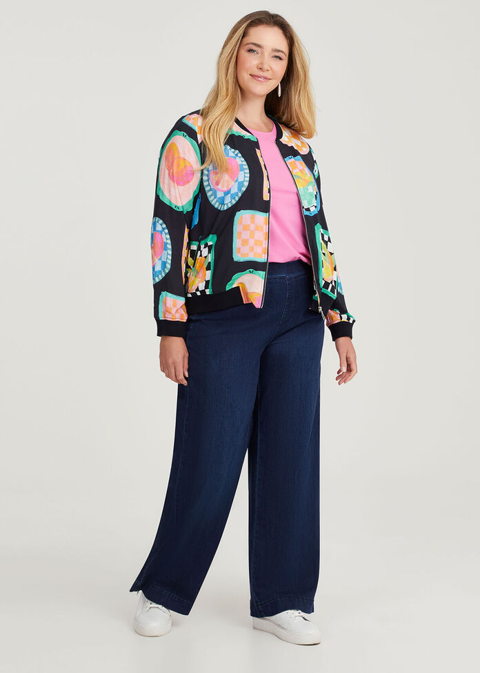 Shop Plus Size Natural Fruit Print Bomber Jacket, Multi | Taking Shape NZ