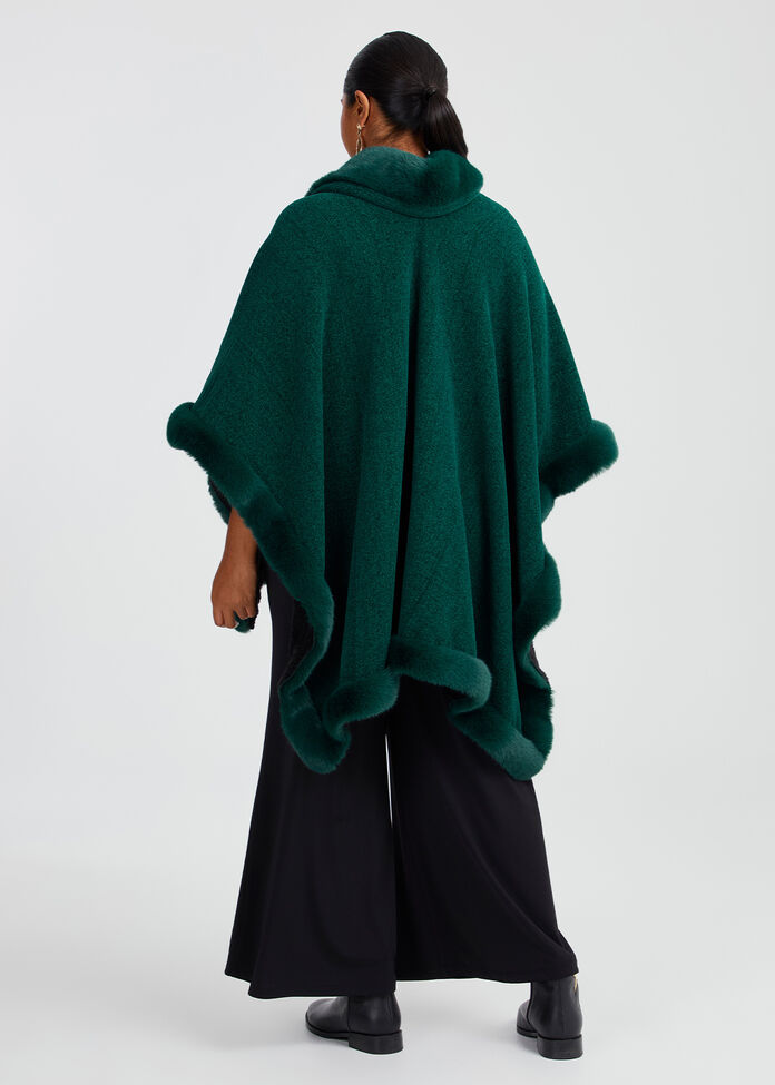 Shop Fur Trim Evening Cape in Green | Accessories | Taking Shape NZ