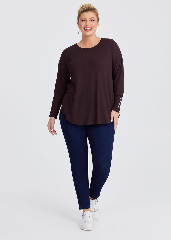 Plus Size Women's Rib Hi-lo Top in Dark Brown | Taking Shape NZ