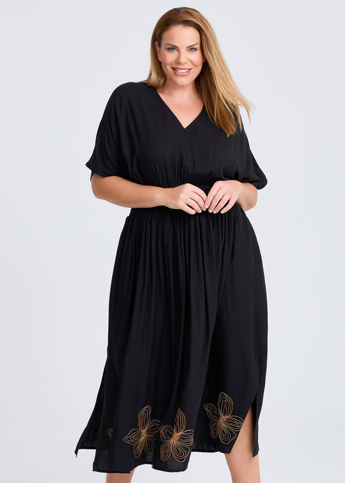 Shop Plus Size Natural Raya Embroidery Dress, Black | Taking Shape AU