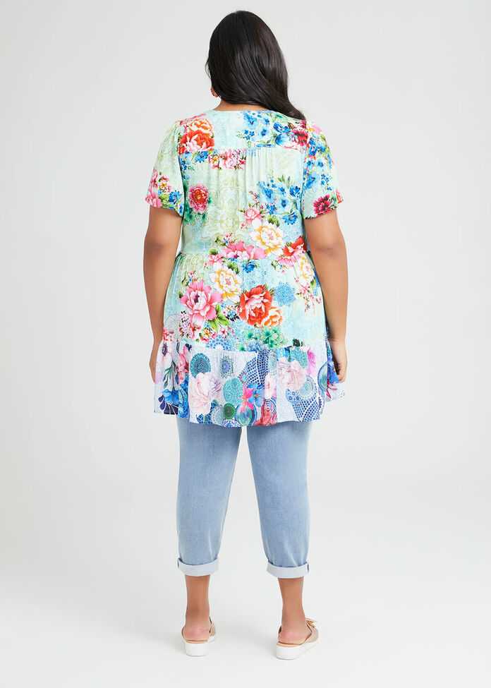 Shop Plus Size Natural Floral Tile Boho Tunic, Print | Taking Shape AU