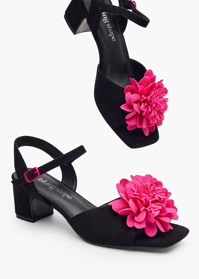 Shop Black Flower Block Heel | Comfortable Shoes | Taking Shape AU