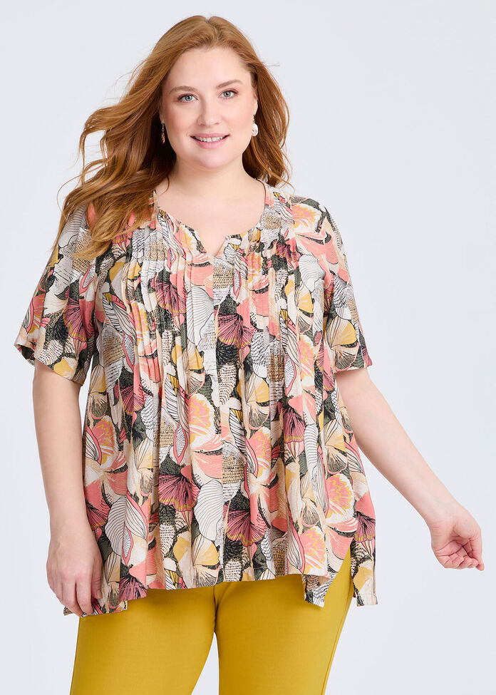 Shop Plus Size Polly Pintuck Natural Top, Orange | Taking Shape NZ
