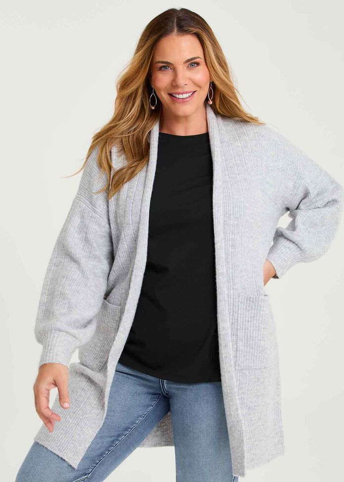 Shop Plus Size Ribbed Pocket Cardigan, Black | Taking Shape AU