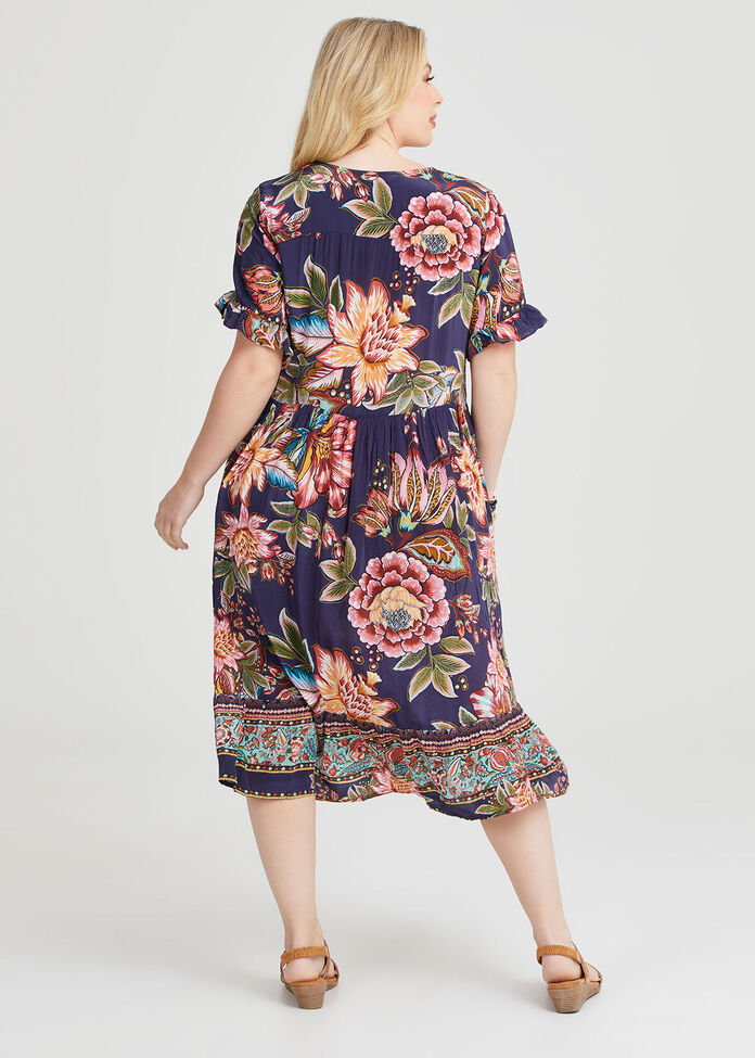 Shop Plus Size Natural Getaway Floaty Dress in Multi | Taking Shape US