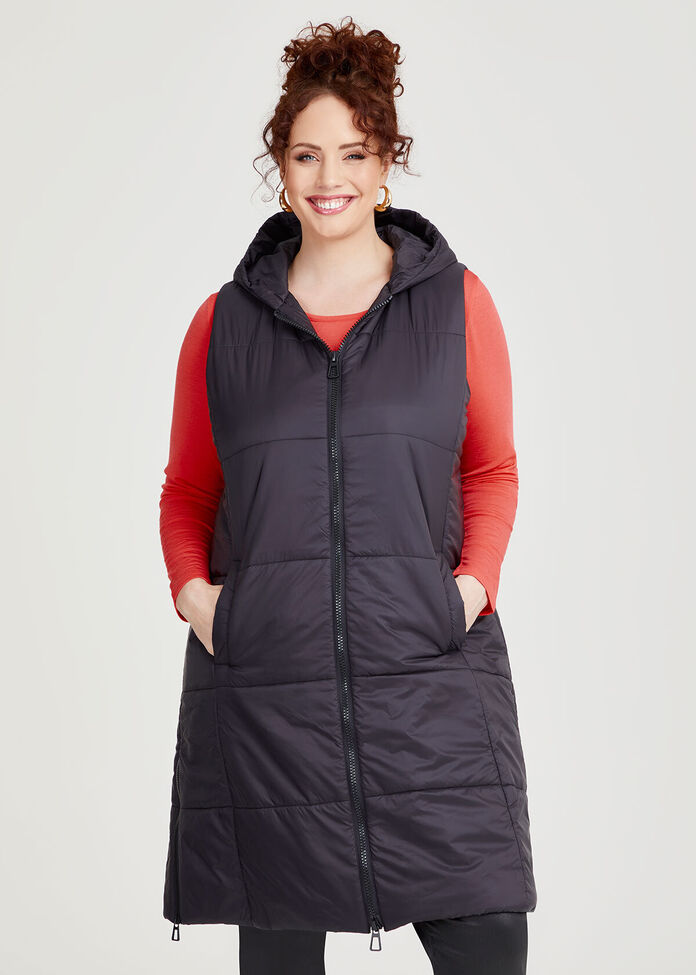 Shop Plus Size Long Line Puffer Vest, Black | Taking Shape AU
