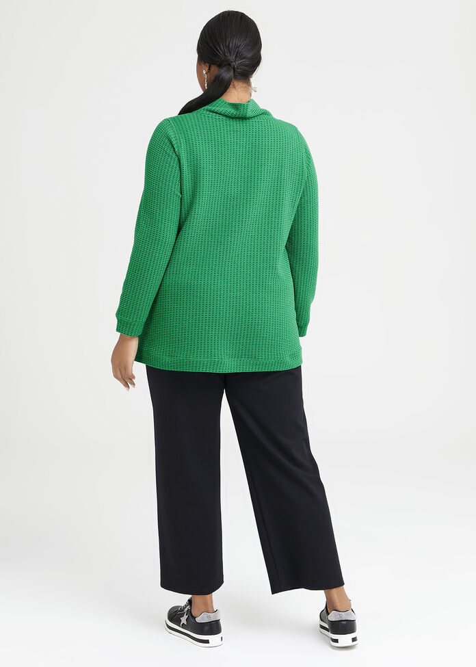 Shop Plus Size Texture Cowl Neck Ticking Top, Green | Taking Shape NZ