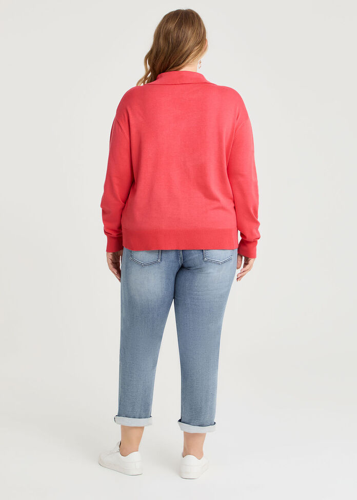 Shop Plus Size Polo Collar Natural Jumper, Orange | Taking Shape NZ
