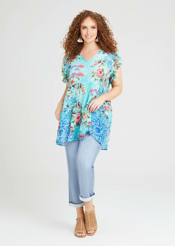 Natural Japanese Garden Tunic in Print, Sizes 12-30 | Taking Shape NZ