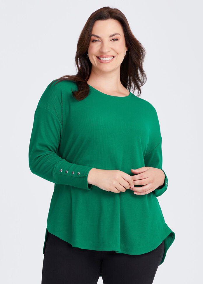 Plus Size Women's Rib Hi-lo Top in Green | Taking Shape NZ