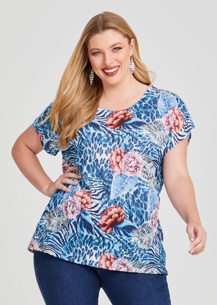 Shop Plus Size Floral Animal Print Top, Multi | Taking Shape AU