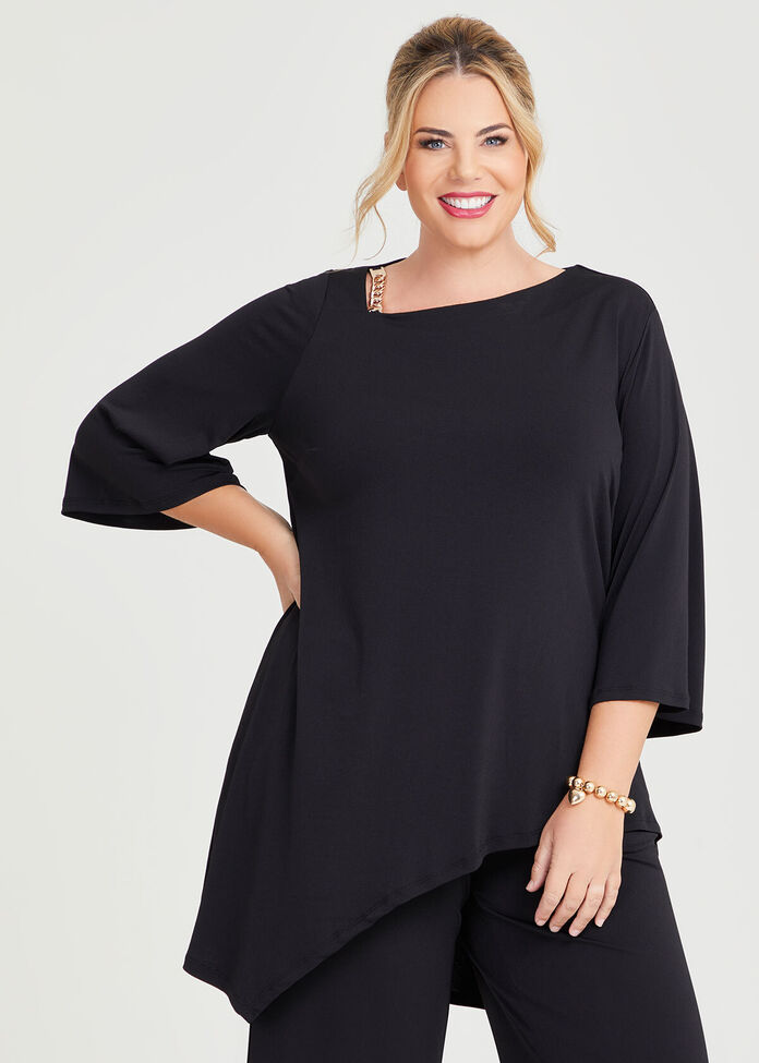 Shop Plus Size Midas Assymetrical Long Tunic, Black | Taking Shape NZ